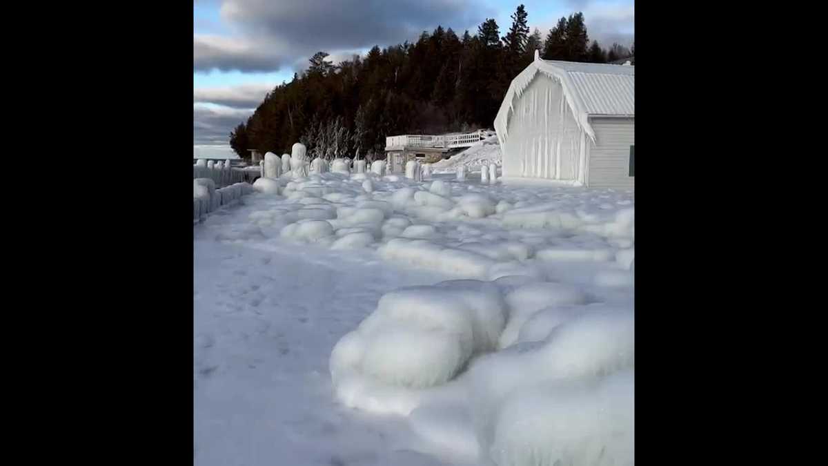 Frozen over: Gills Rock gift shop covered in ice