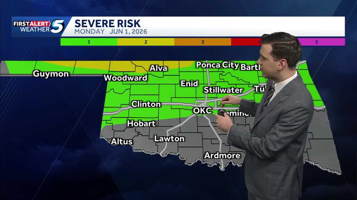 Oklahoma to see storms with risk of hail, strong winds on Monday