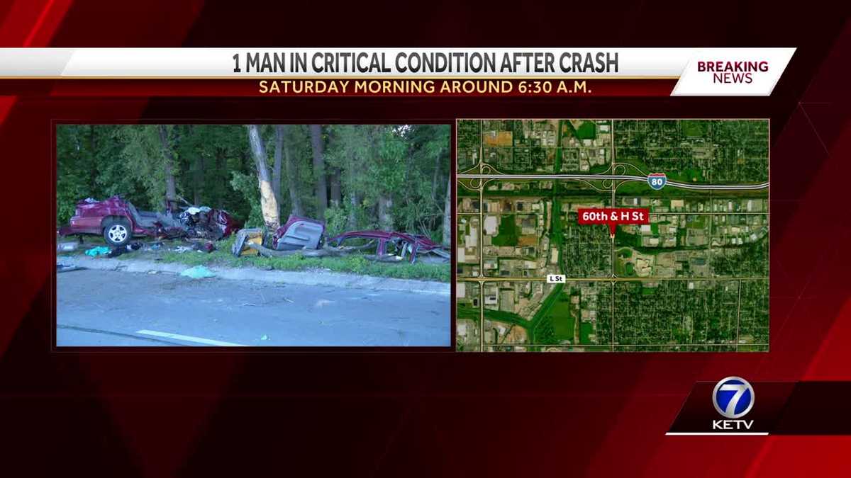 1 man rushed to hospital in critical condition after fiery crash
