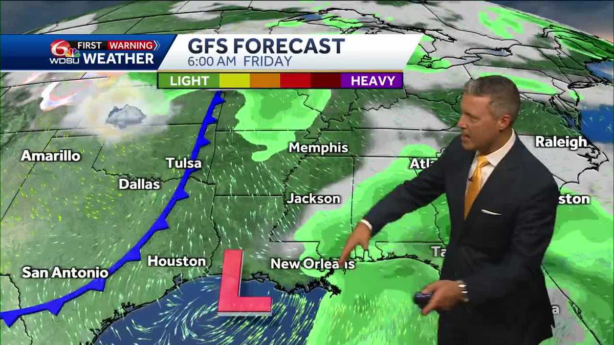 New Orleans forecast low tonight high Monday rain chances