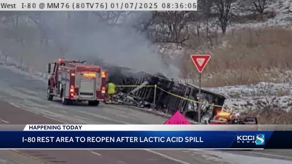 Iowa traffic: I-80 rest area will reopen after semi fire, chemical spill