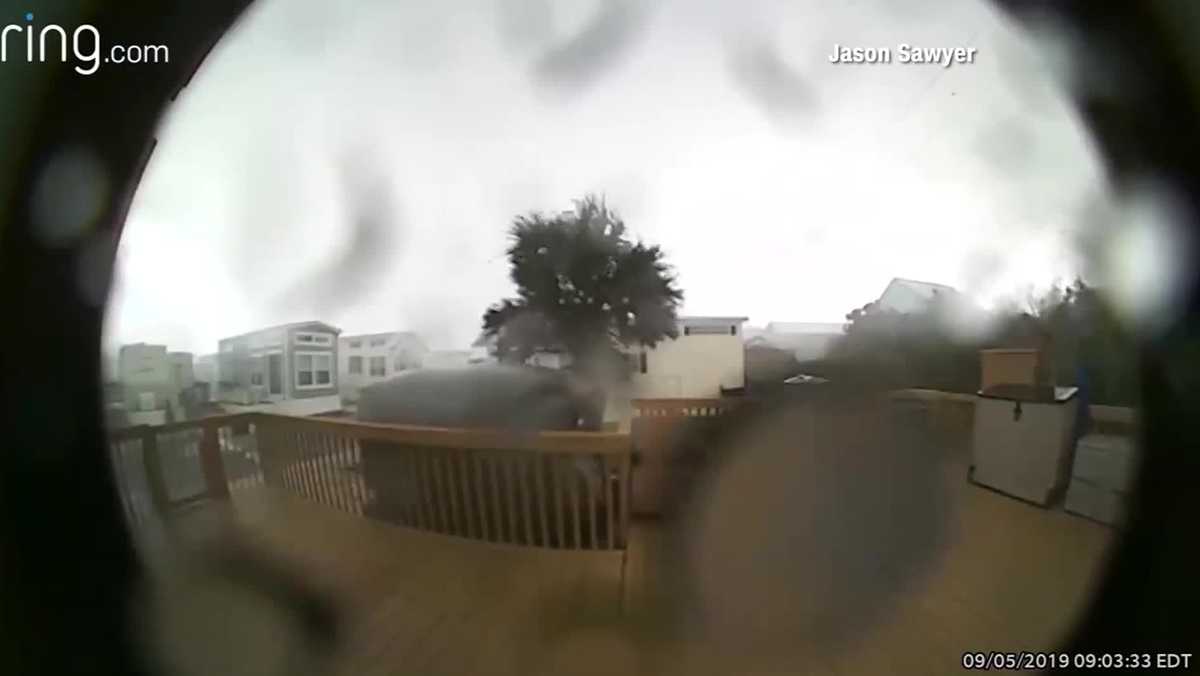 A man watched on doorbell camera as a tornado from Hurricane Dorian ...