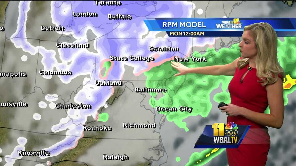 Rain-snow line north of Baltimore