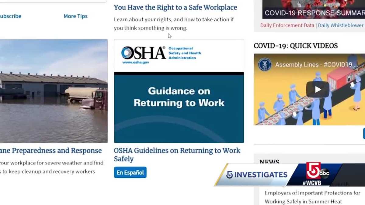 5 Investigates examines OSHA complaints about coronavirus in Massachusetts