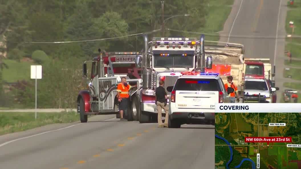 Dump truck crash closes Northwest 66th Avenue