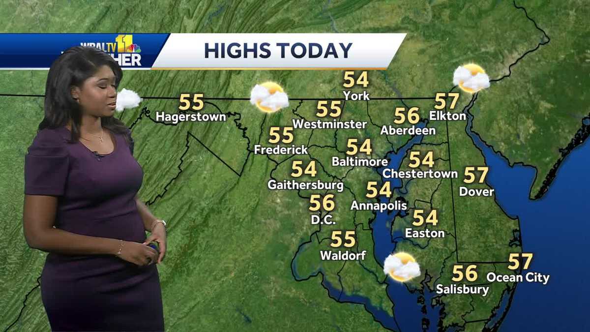 Partly cloudy for Friday, scattered showers early in Maryland