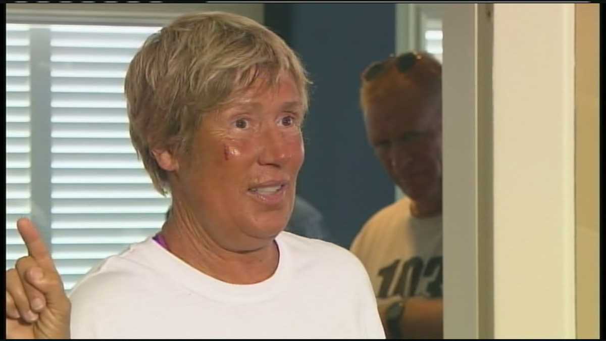 Diana Nyad celebrates after record-breaking swim from Cuba to Fla.