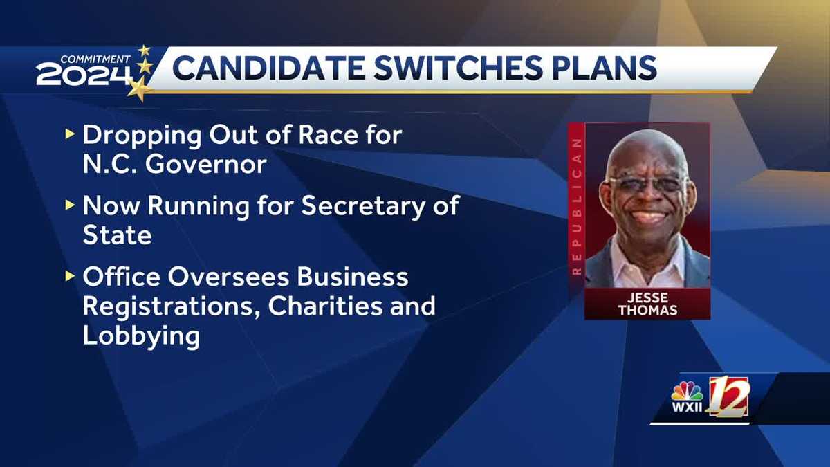 North Carolina: Jesse Thomas drops out of race for governor