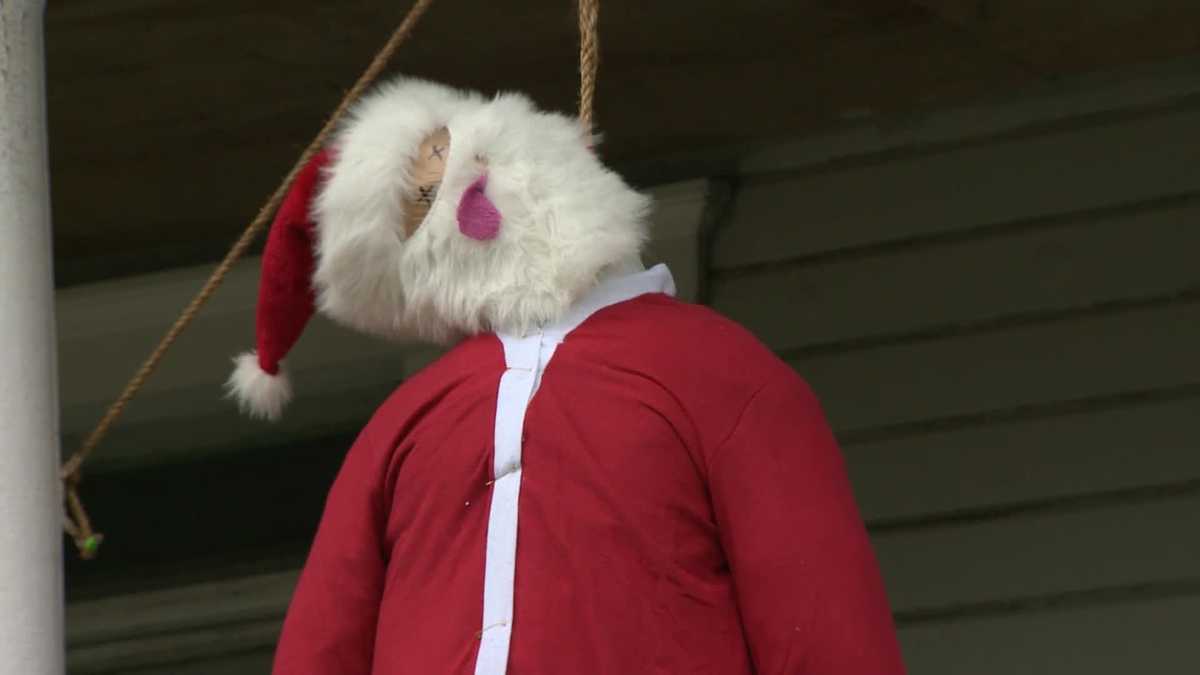 Santa Claus hanging from Pennsylvania porch by noose