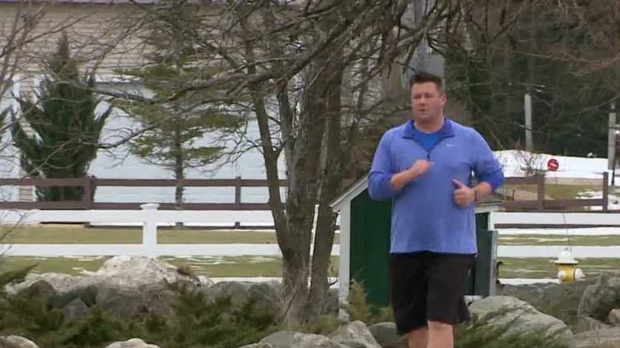 Kevin Skarupa prepares to run Boston Marathon