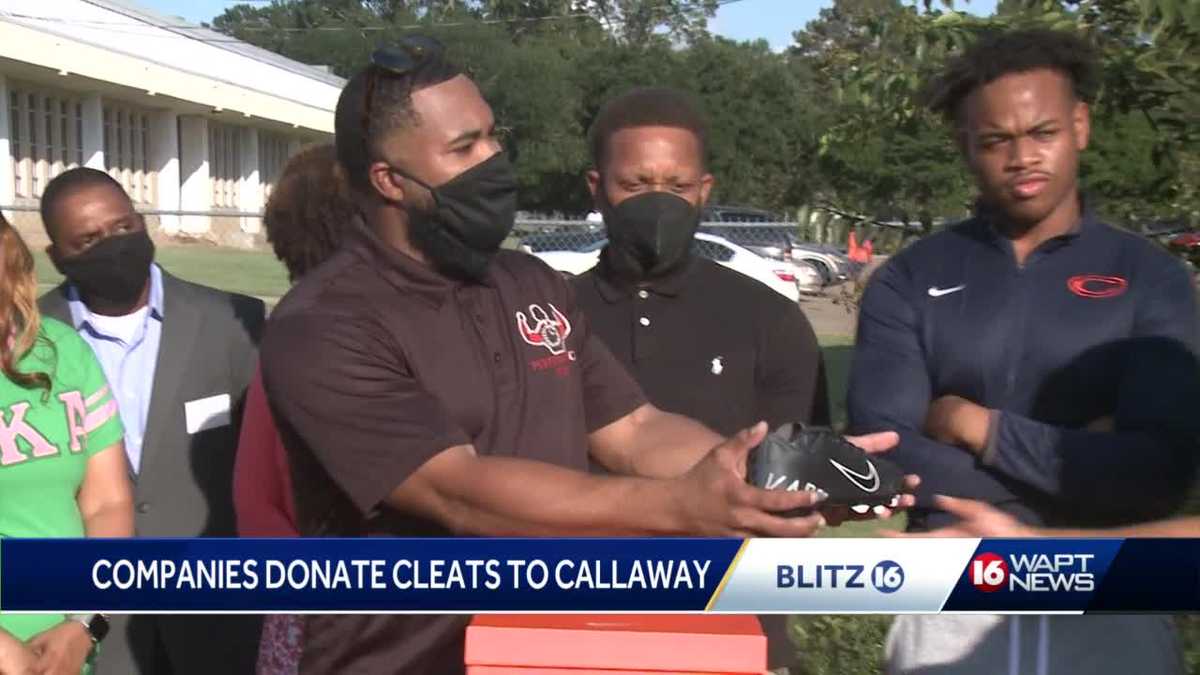 The Callaway football team receives a timely donation of much needed cleats
