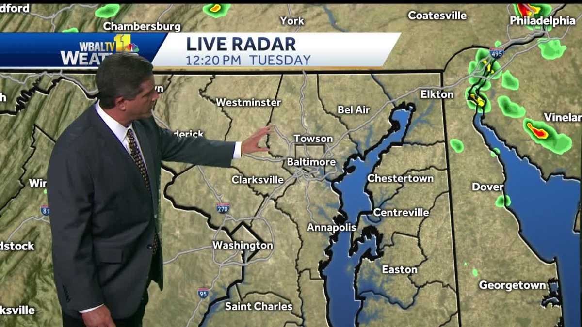 Expected afternoon thunderstorms in Baltimore area