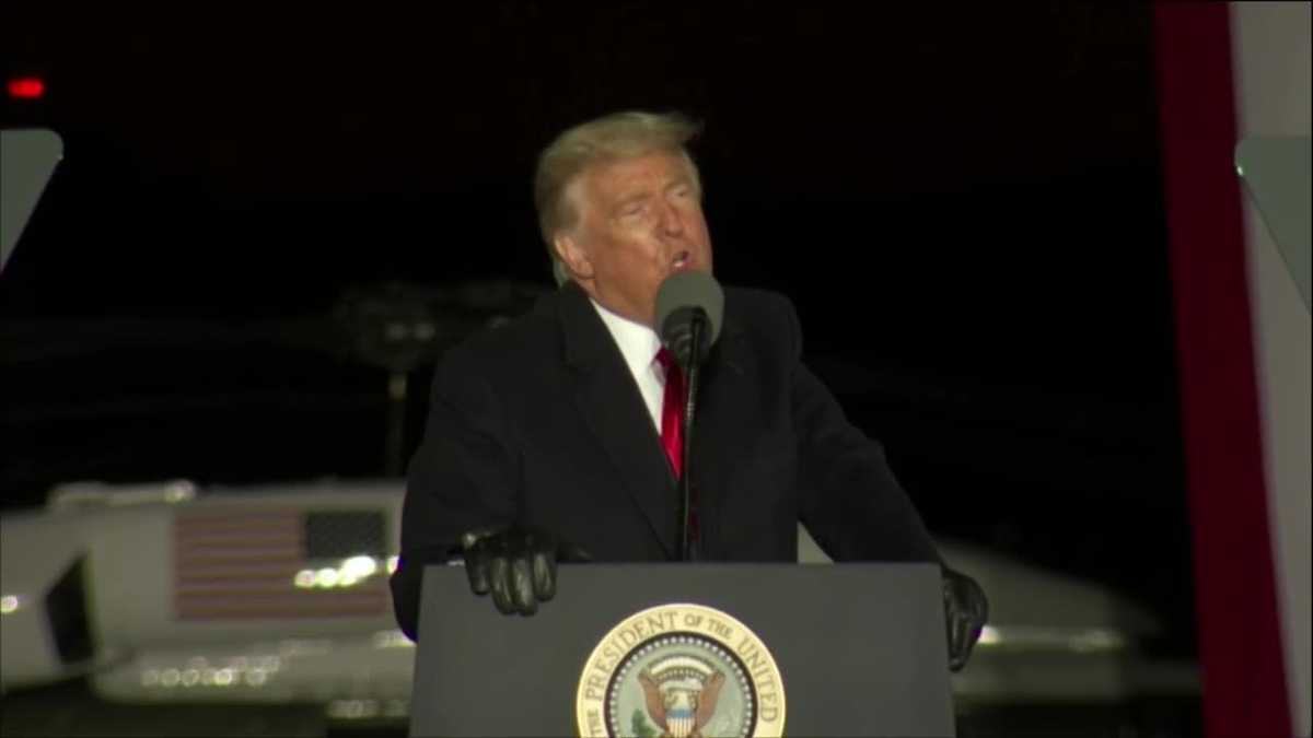 President Donald Trump speaks to supporters at Butler County rally