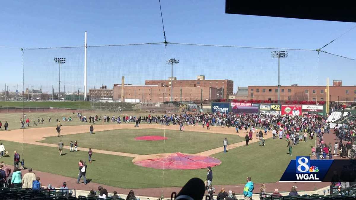 Families gathered for an Easter egg hunt at Clipper Magazine Stadium