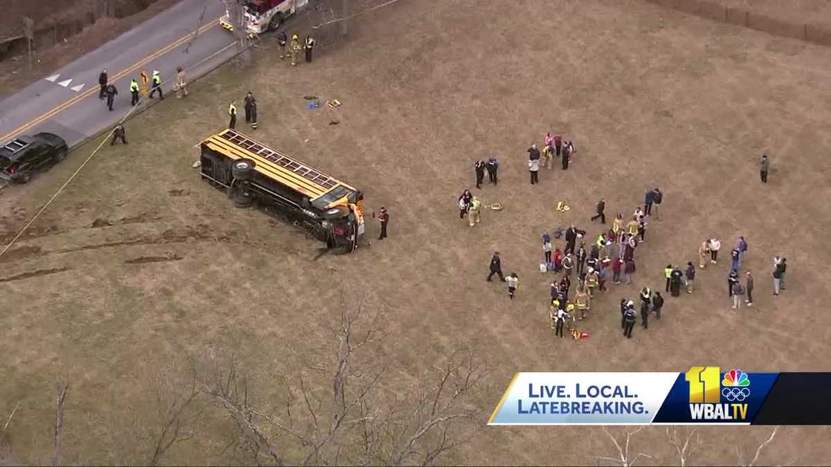 4 injured in school bus rollover in Columbia