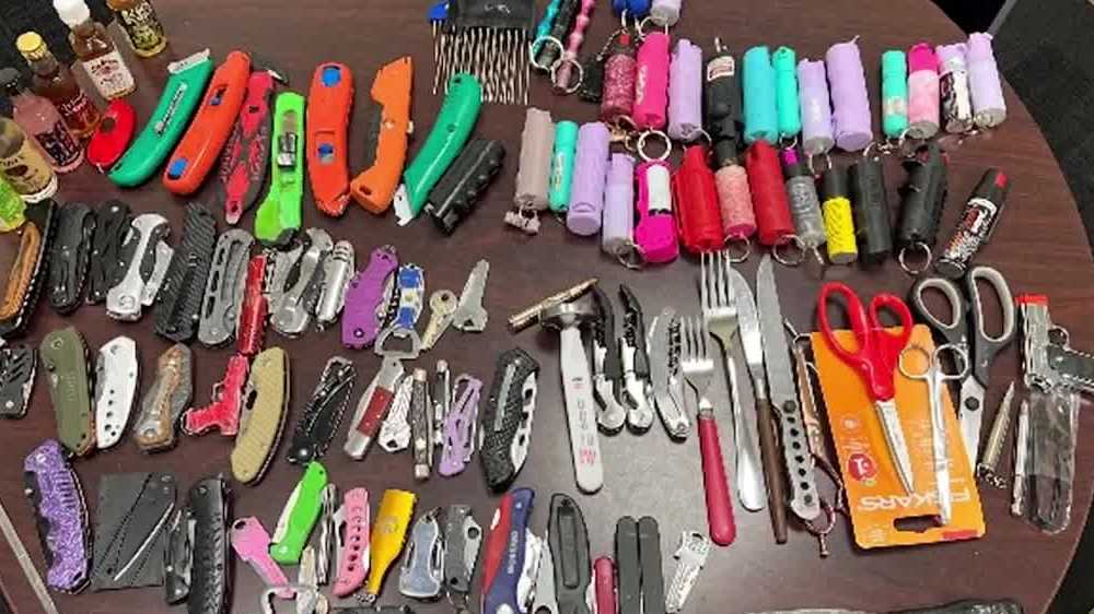 Douglas County screening officers discuss contraband items