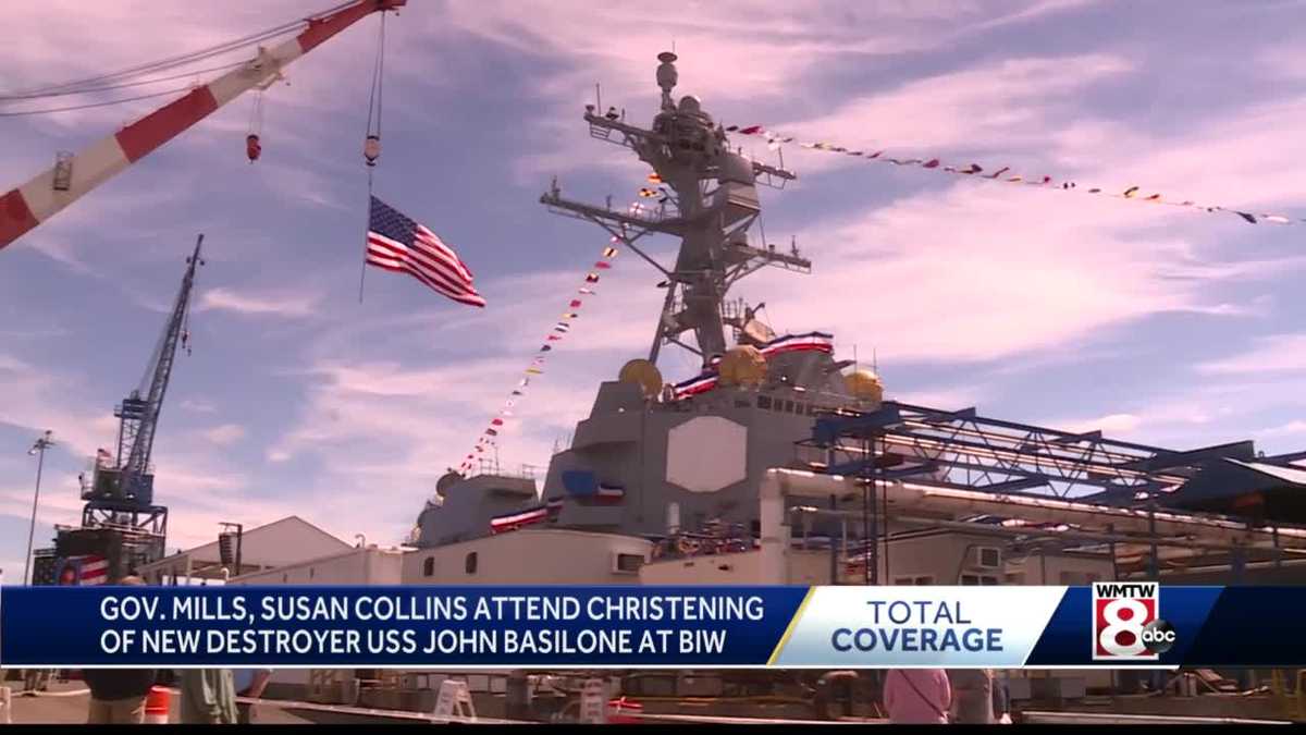 Navy destroyer 'USS John Basilone" christened at Bath Iron Works