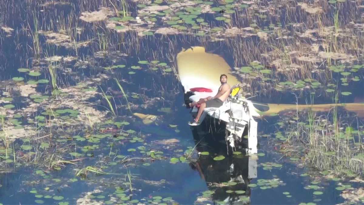 WATCH: Pilot rescued after plane crashes in Florida Everglades