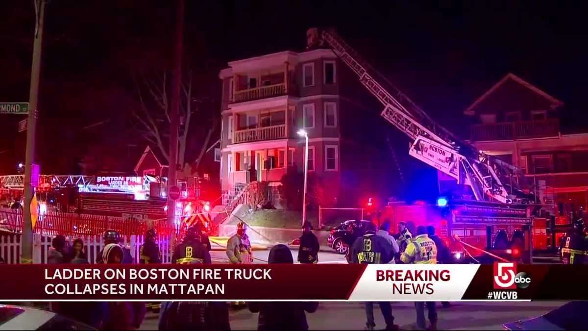 Ladder on Boston Fire truck breaks apart in Mattapan