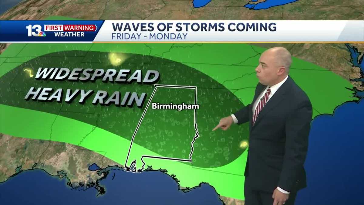 Rounds of heavy storms Friday through the weekend