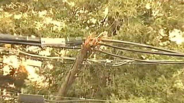 Crash leaves high-voltage power pole dangling on driver's birthday