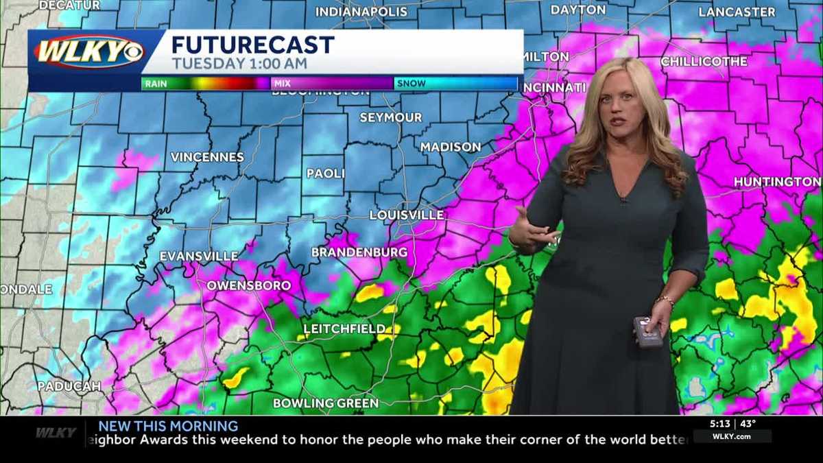 Windy and cold Sunday, wintry mix late Monday