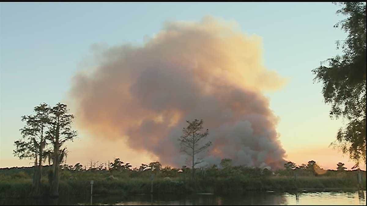 Fire out, smoke continues at scene of marsh fire in Lacombe