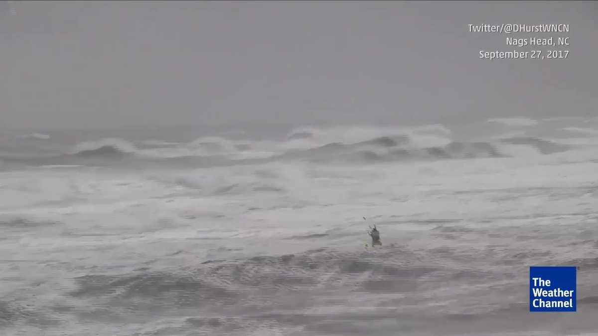 Maria Making Waves as it Moves Out to Sea