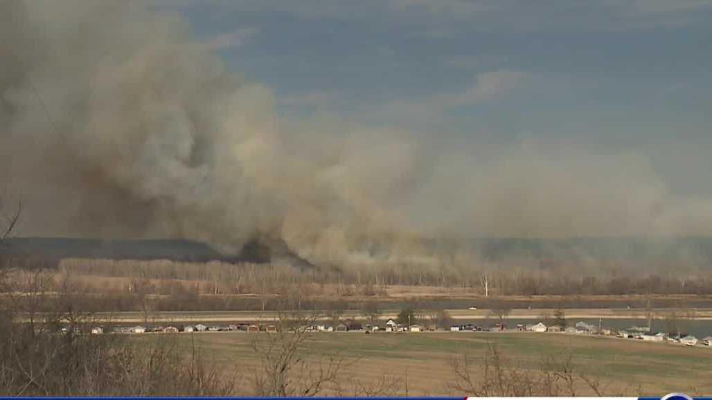 Firefighters detail the steep terrain of the Lake Waconda fire
