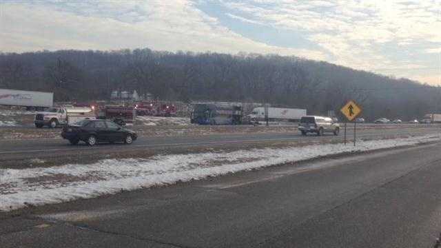 Megabus fire closes part of I-74
