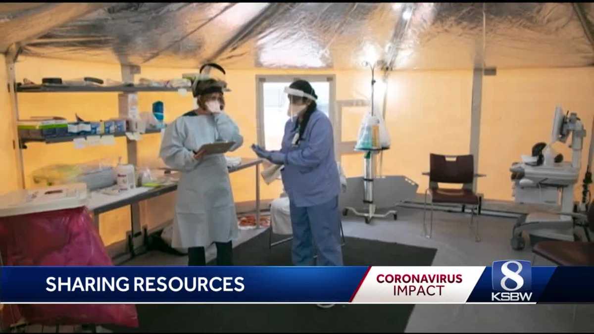 Local non-essential hospital workers help outside of their office