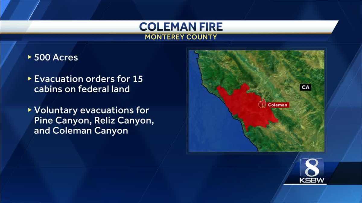 Coleman Fire grows to 500 acres in Big Sur
