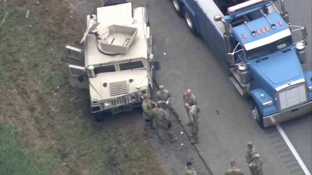 Military convoy involved in crash on I-495