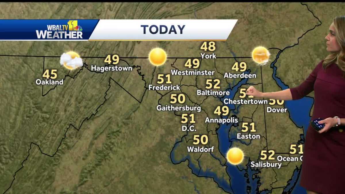 Sunny, low 50s Tuesday