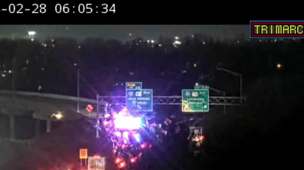 Lanes open after crash blocked I-264 West at ramp to I-64 West