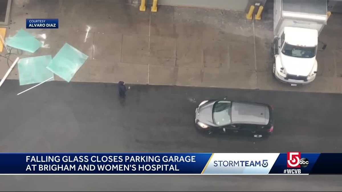 Falling glass closes parking garage at Boston hospital