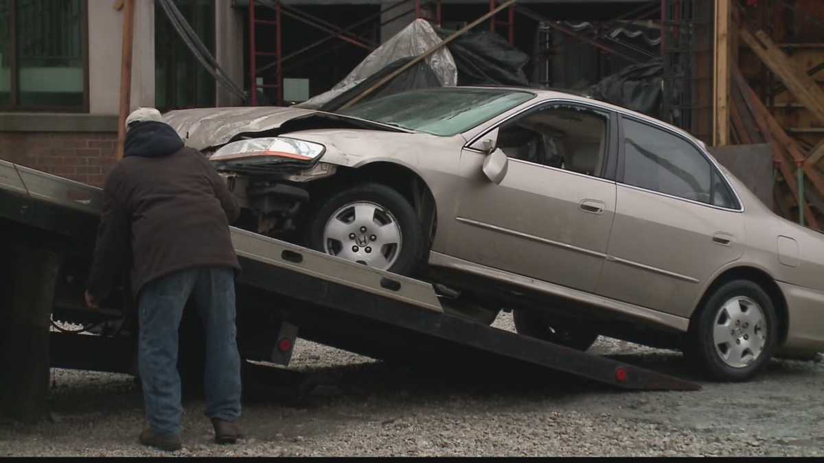 Car dangling on scaffolding at Potawatomi parking structure removed