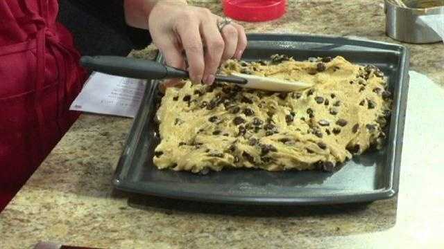 Kim Dacey whips up peanut butter cookies