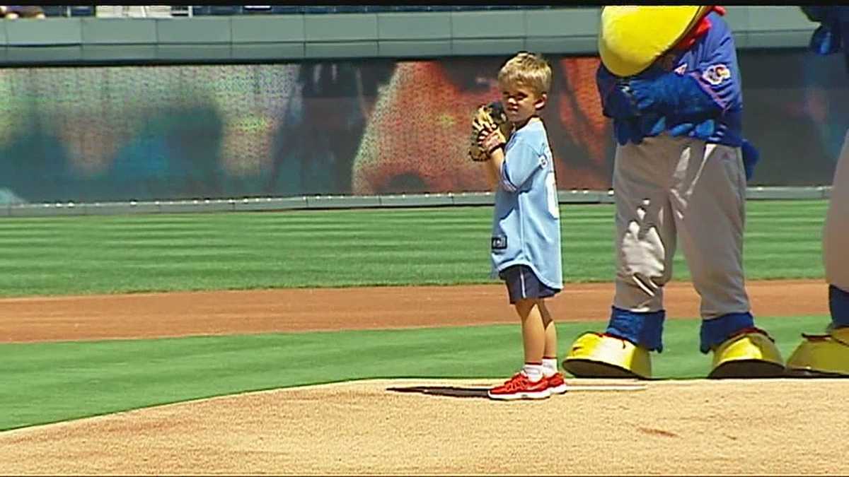 Luke Bresette's brother throws out first pitch