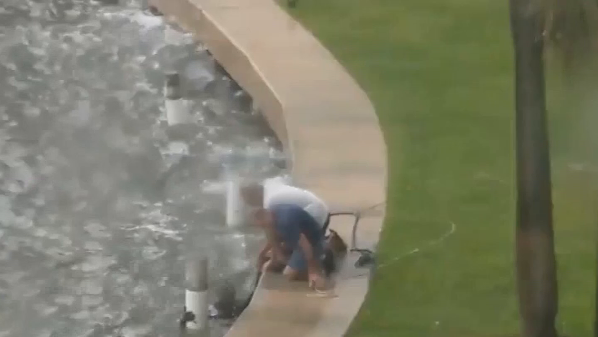 Video shows man being rescued from Irma's rough waters