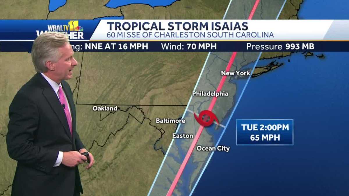Tom shows Isaias storm track in Maryland