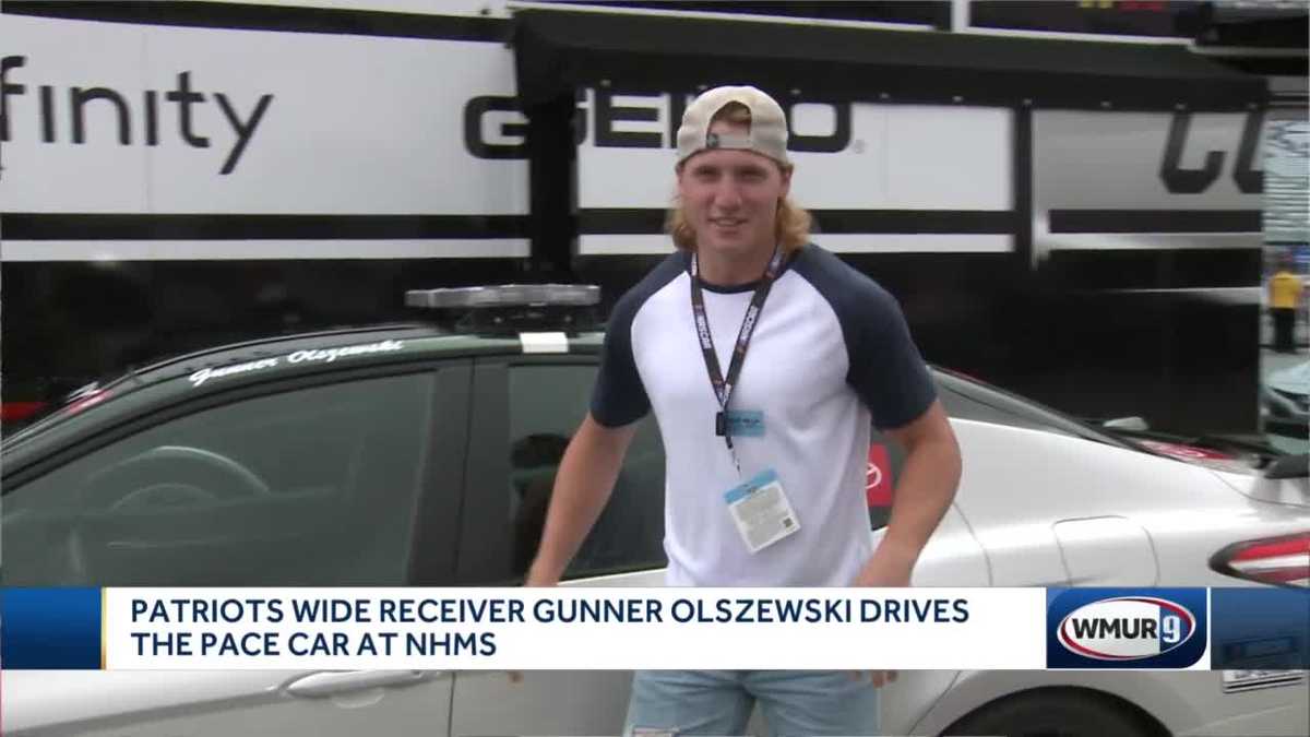 Patriots wide receiver Gunner Olszewski drives pace car at NHMS