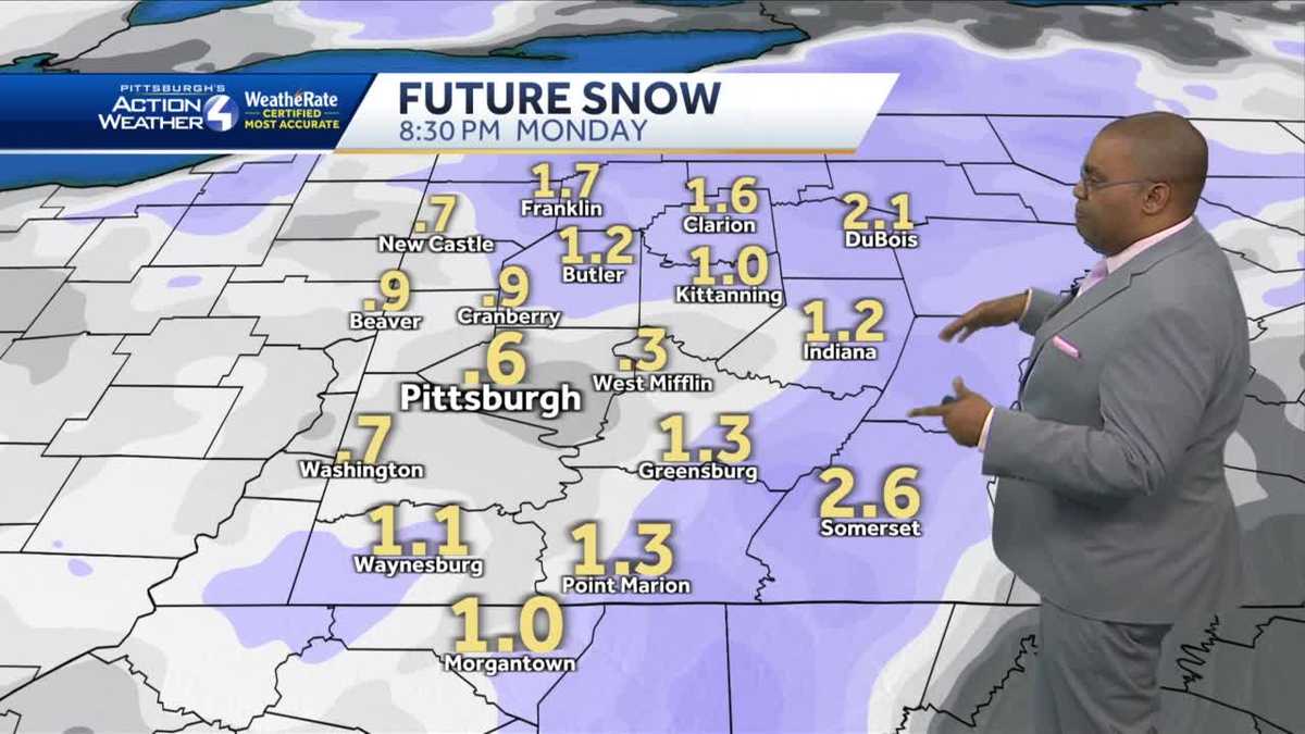 Rain and snow showers bring first measurable snow through Monday