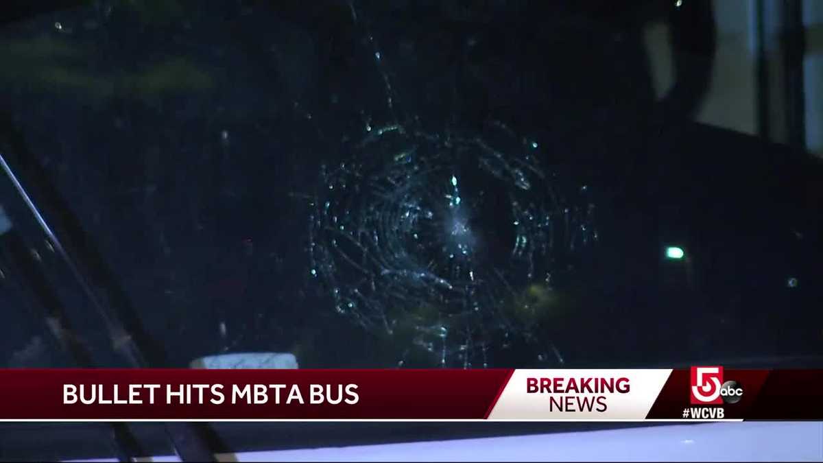 MBTA bus windshield hit by bullet