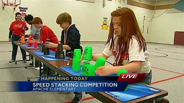 Kids show off speed-stacking skills