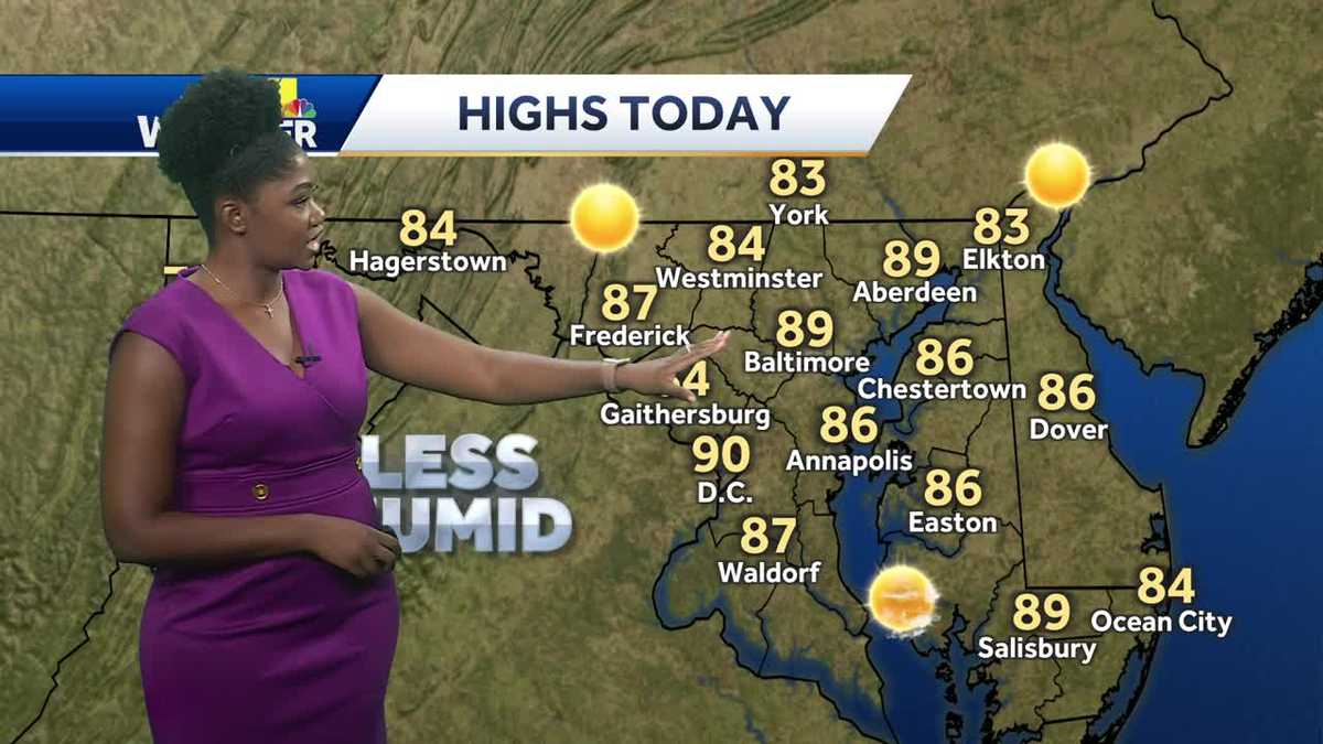 Less humid Monday, storms in forecast for Wednesday