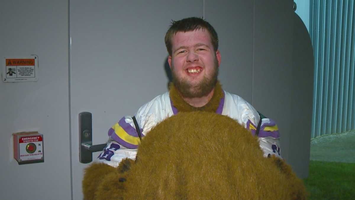 Autistic student transformed by mascot suit