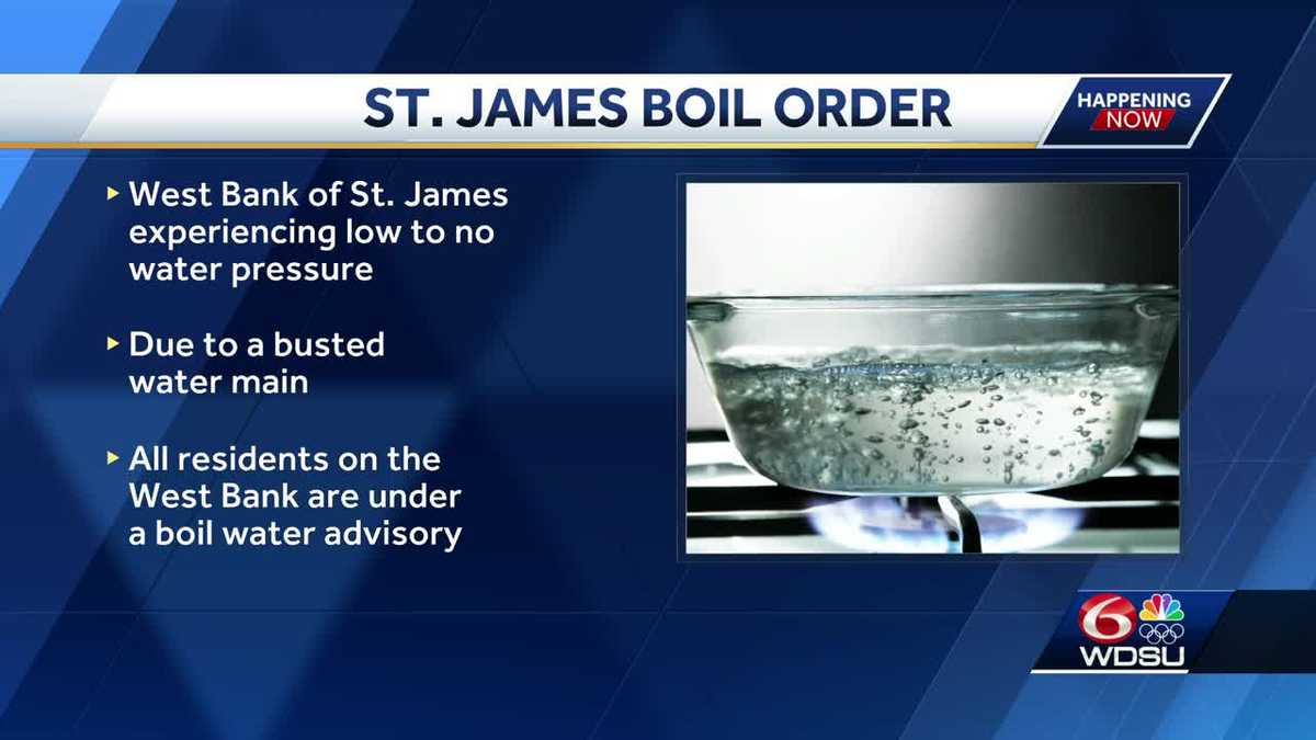 St. James Parish issues boil water advisory due to busted water line