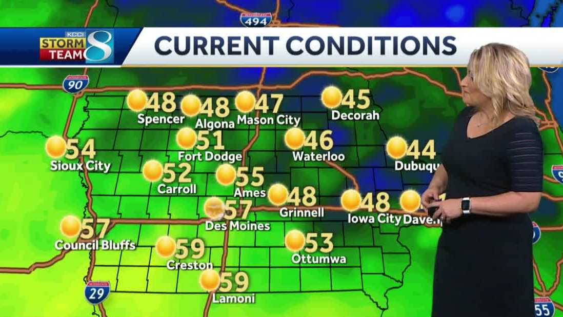 Highs near 60 Wednesday afternoon