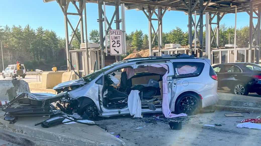 Two seriously injured in crash at Bedford tolls